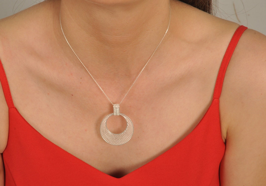 Half Moon Shaped Handmade Silver Filigree Ethnic Necklace - Etsy