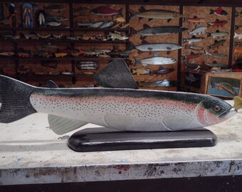Hand Carved Wooden Fish Decoy Rainbow Trout - Etsy