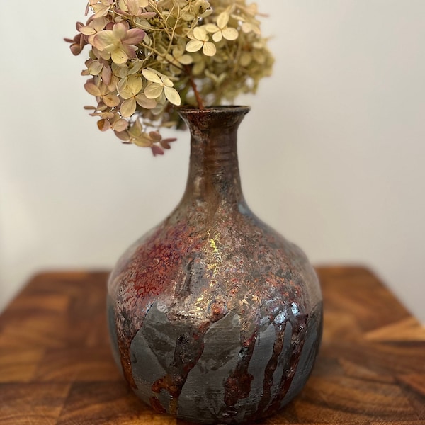 Raku Vase - Etsy UK