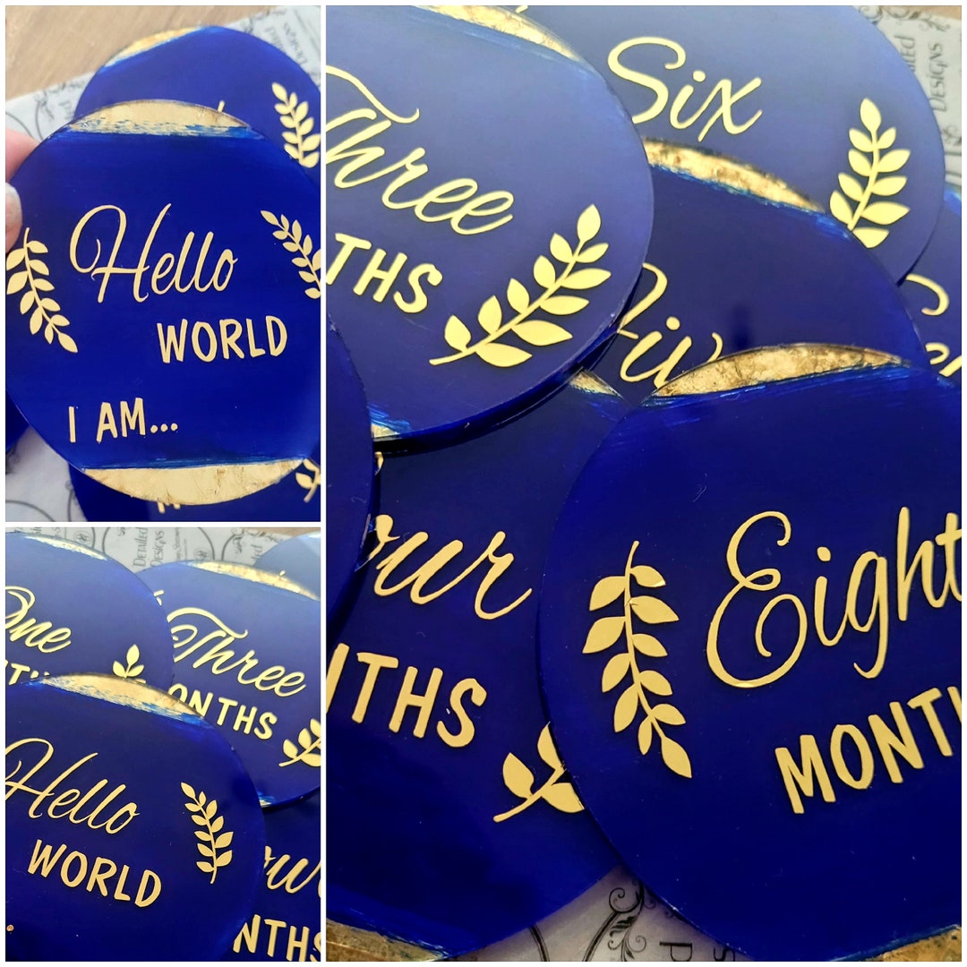 Baby Monthly Milestones, Acrylic Discs With Gold Leaf, Baby Milestones ...