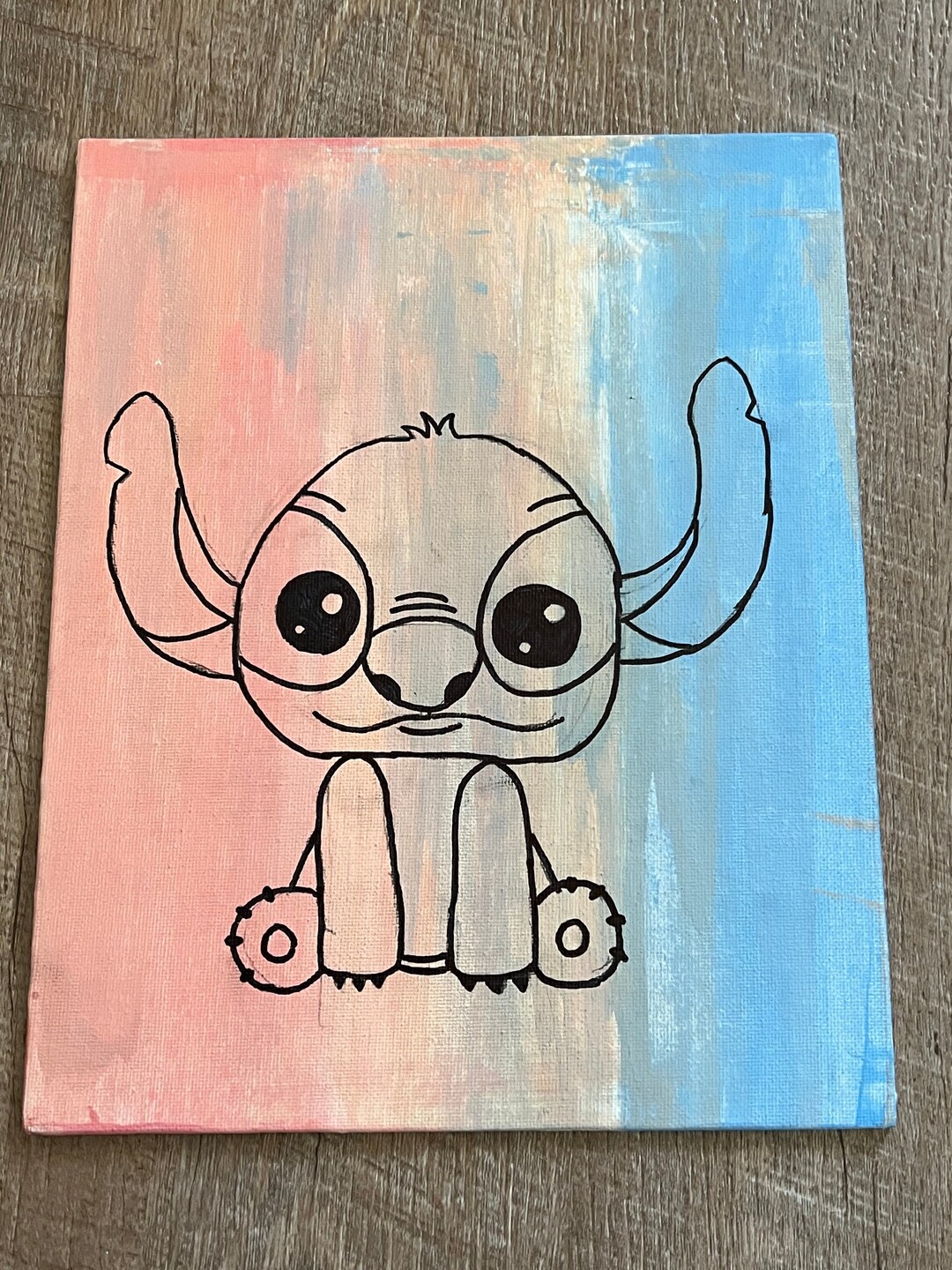 Stitch Drawing | Ombré Painted Background - Etsy