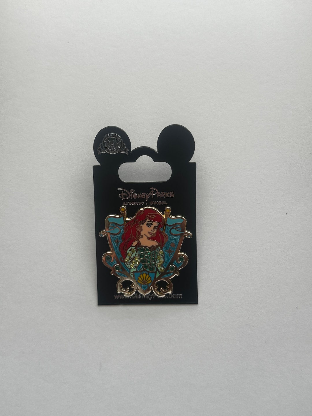 Disney Pin Ariel Shield Pin the Little Mermaid Blue Princess Jeweled ...