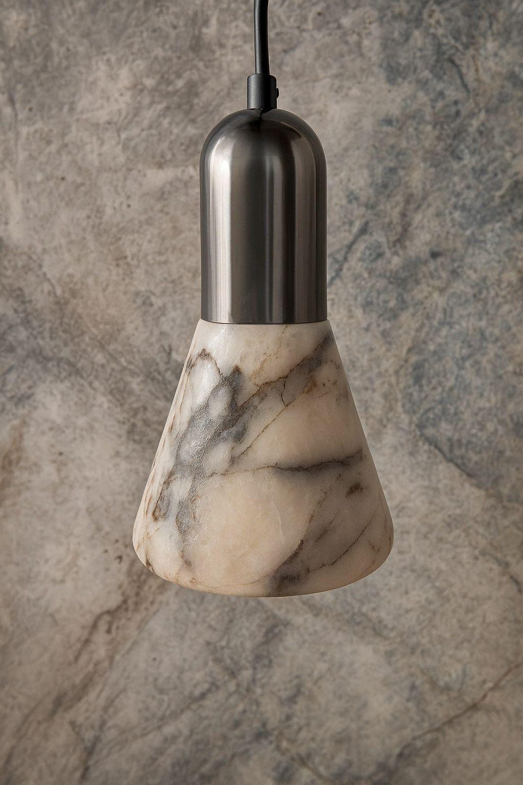 Dimmable Marble Pendant Light: Cone Hanging Lamp, Modern Stone Fixture ...
