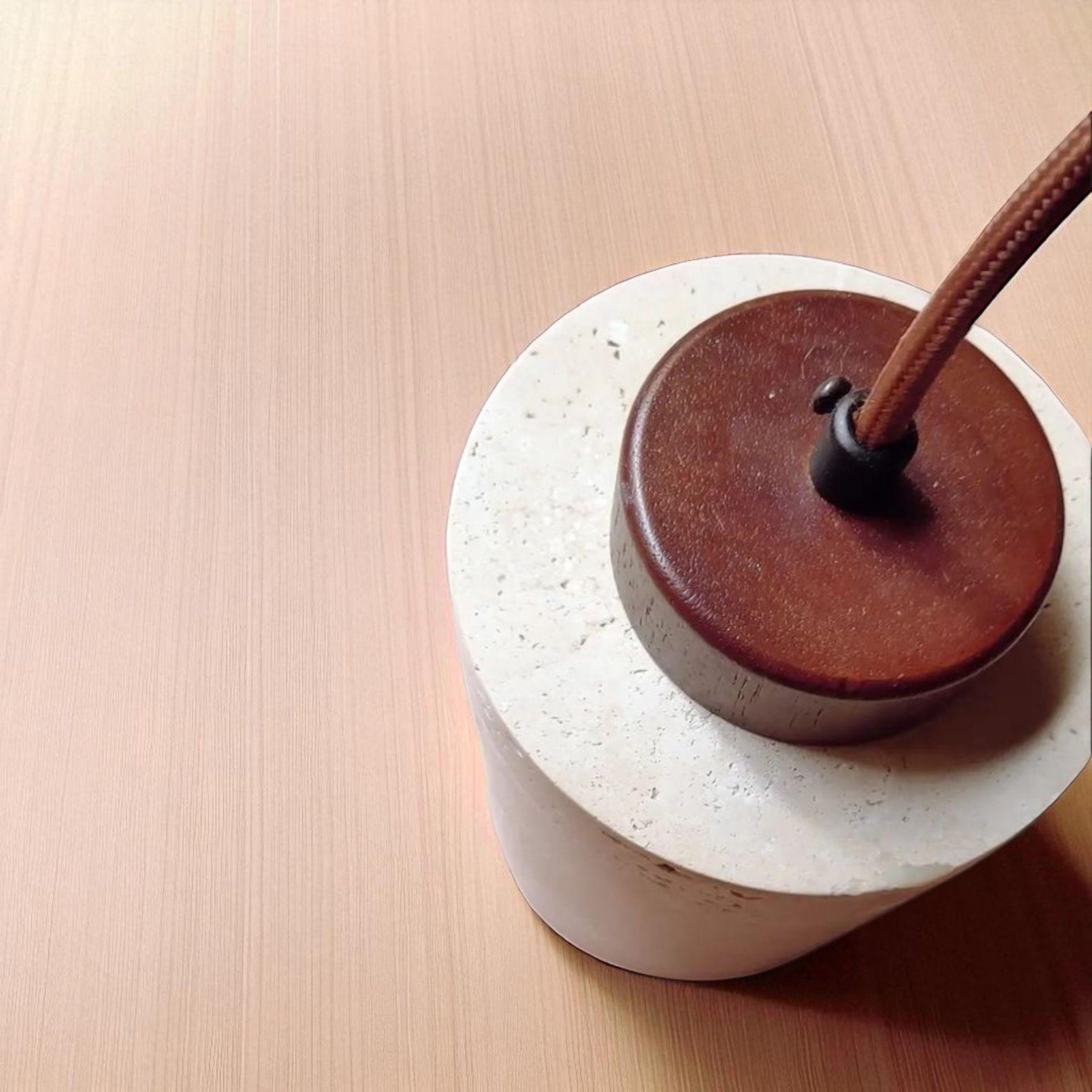 Travertine Pendant Light: Beige Stone, Wood Accent, Minimalist Japandi ...