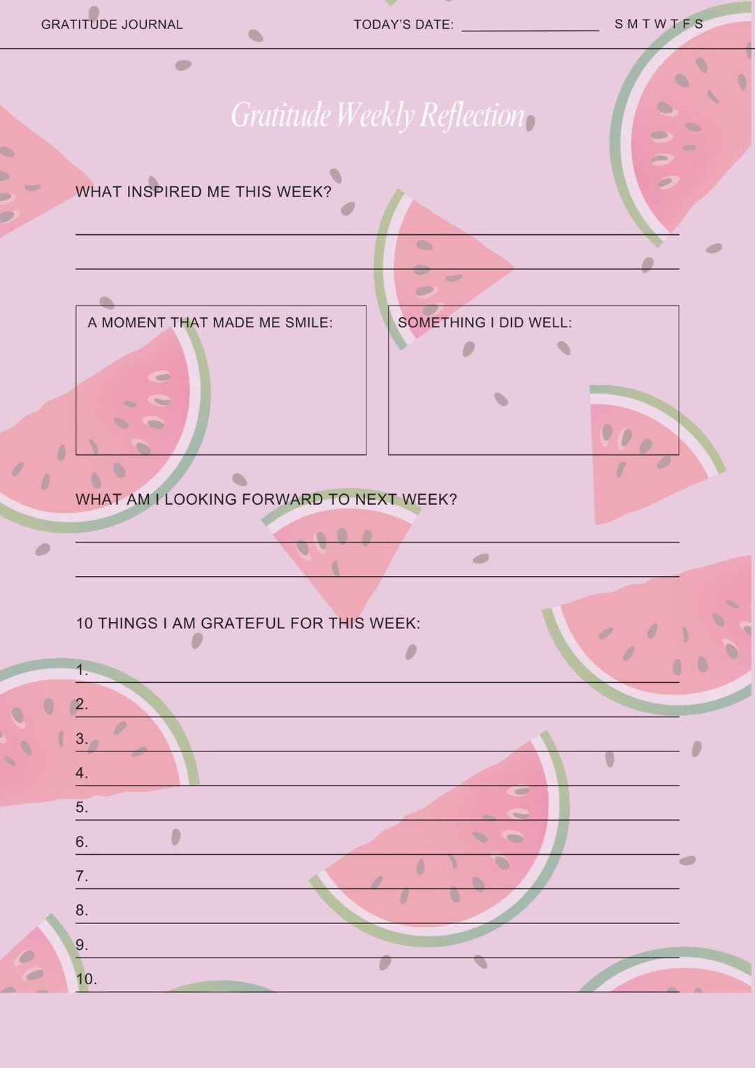 Weekly Gratitude Journal-printable - Etsy