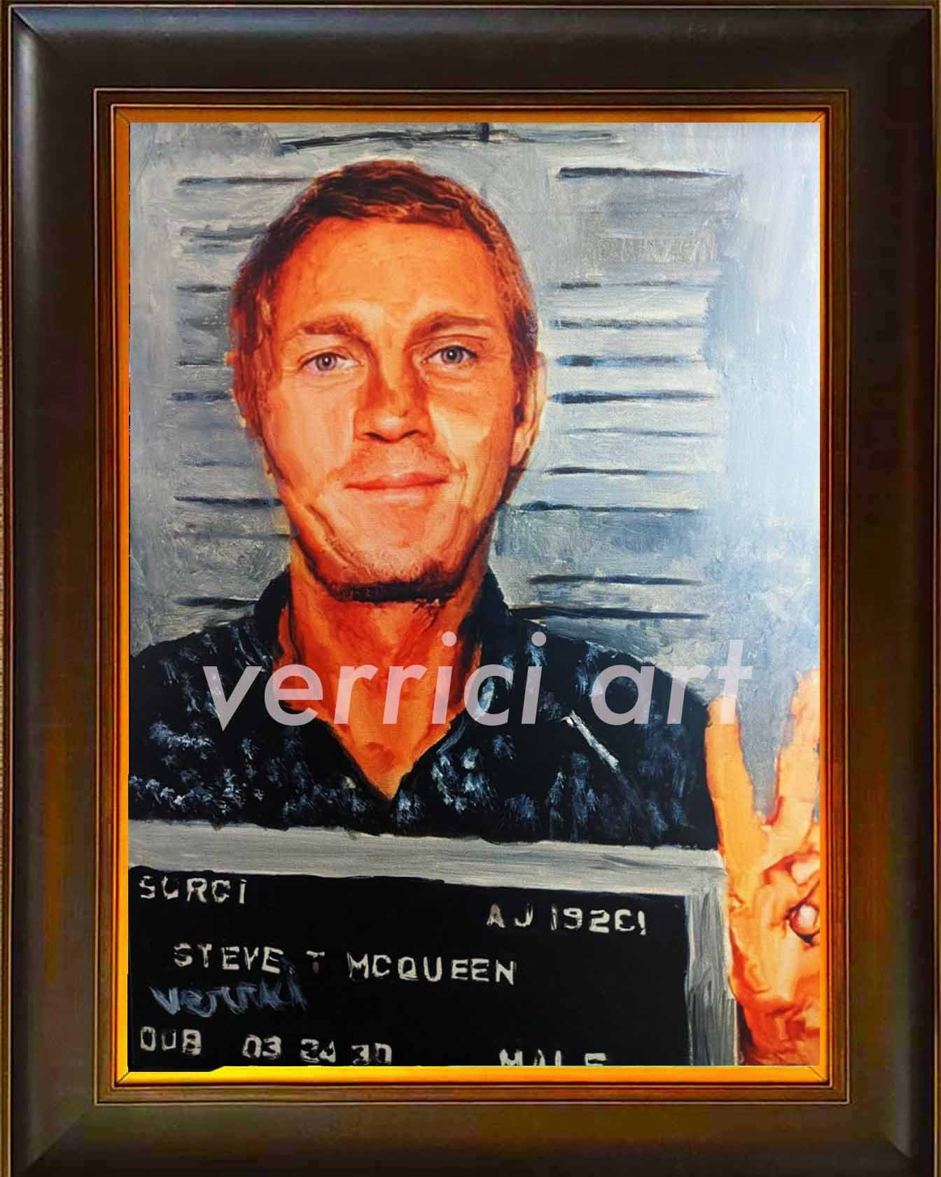 Steve Mcqueen Mugshot Painting Signed by the Artist Verrici Art 24x18 ...