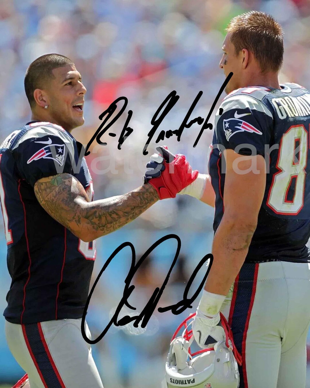 Aaron Hernandez & Gronk Signed Photo Autographed REPRINT RP Facsimile ...