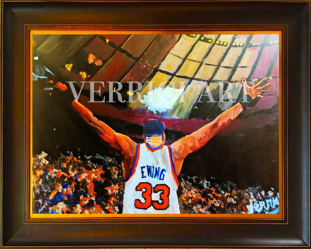 New York Knicks Patrick Ewing Art Signed by the Artist Art 24x18 Walt Clyde Frazier, Cool ...