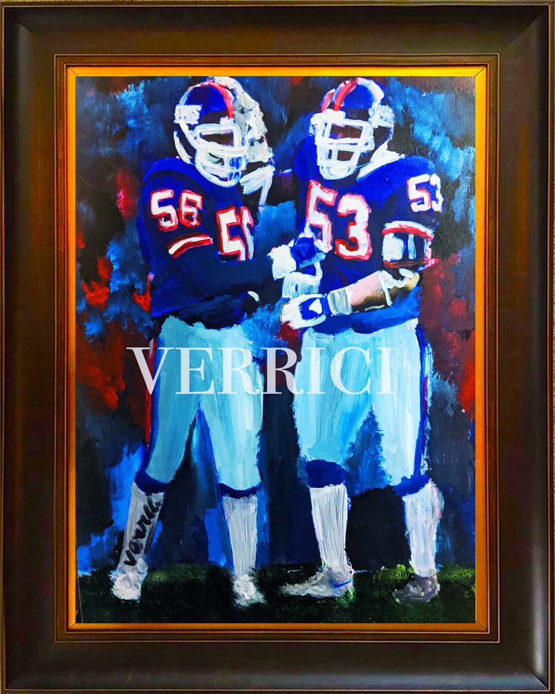 Lawrence Taylor and Harry Carson Painting Football Signed by the Artist ...
