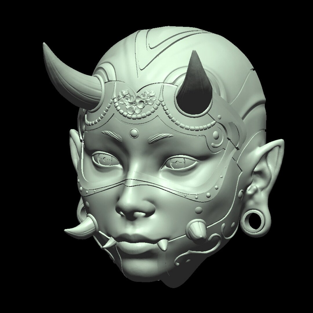 Hannya Chunari Wall Mask STL Model File Samurai Japanese 3D - Etsy