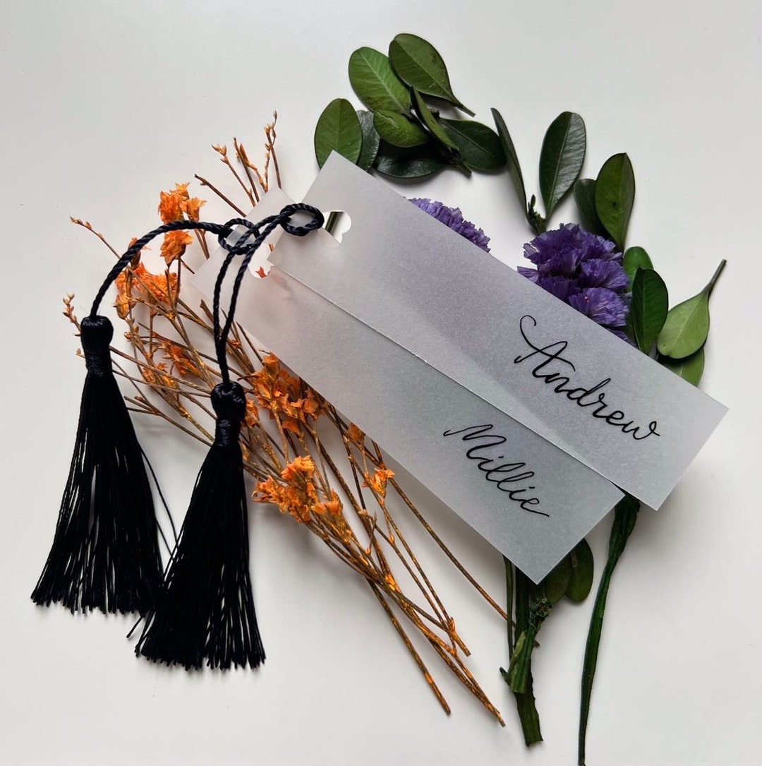 Vellum Place Cards and Wedding Favours With Tassel Handwritten - Etsy