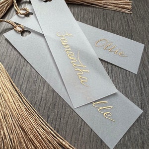 Vellum Heart Tassel Place Cards and Wedding Favours Handwritten ...