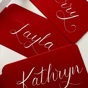Red Place Cards/gift Tags With Handmade Satin Bow Handwritten ...
