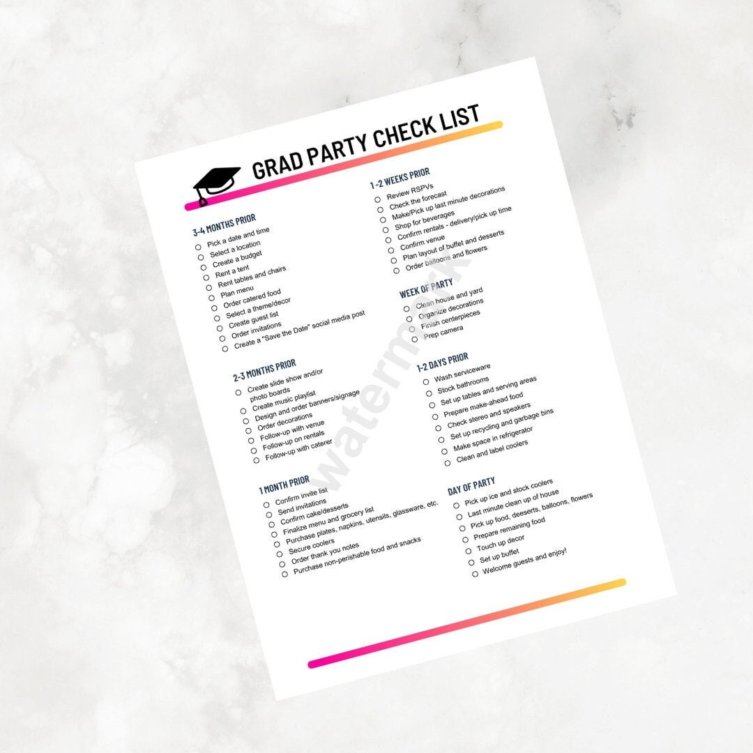 Graduation Party Checklist - Etsy