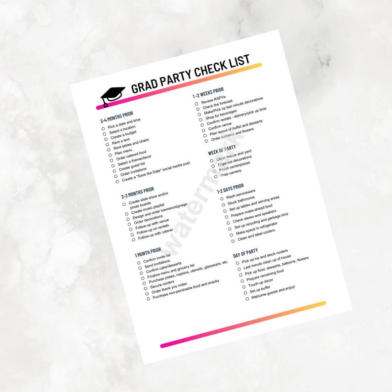 Graduation Party Checklist - Etsy