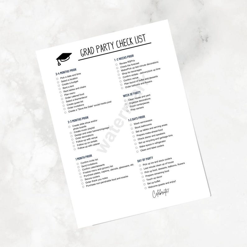CELEBRATE! Graduation Party Planner Check List - Etsy