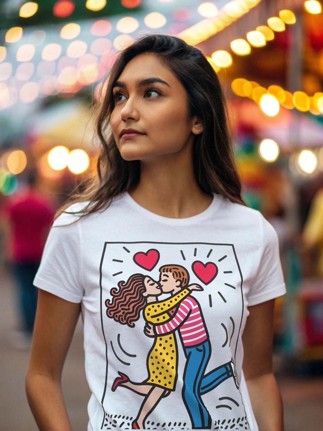 Happy Couple T-shirt – Keith Haring-inspired Love Artwork, Valentines ...