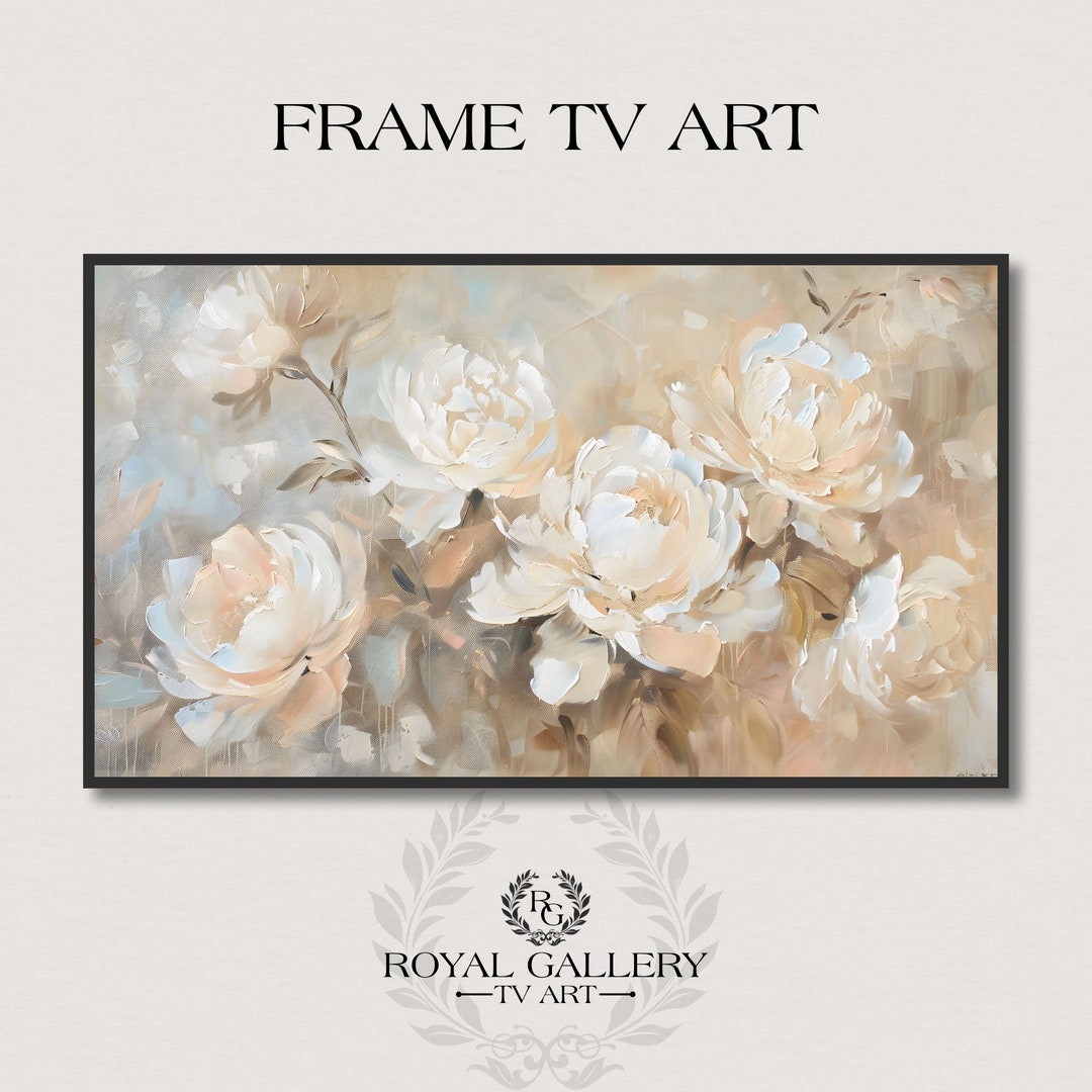 Vintage Spring Flower Frame TV Art, Vintage Floral Art, Neutral Flower ...