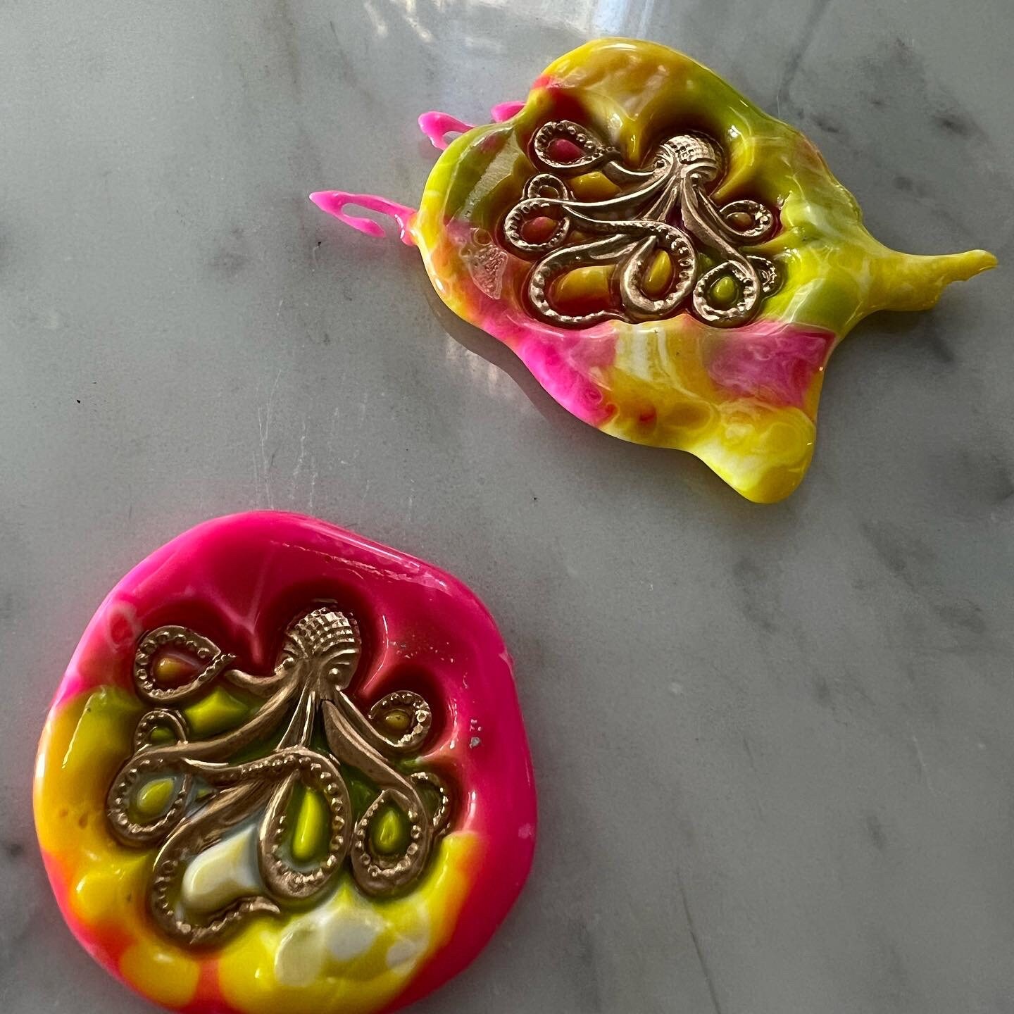 Neon Octopus, Set of 6 Stickers, Wax Seal, Self Adhesive, Wedding ...