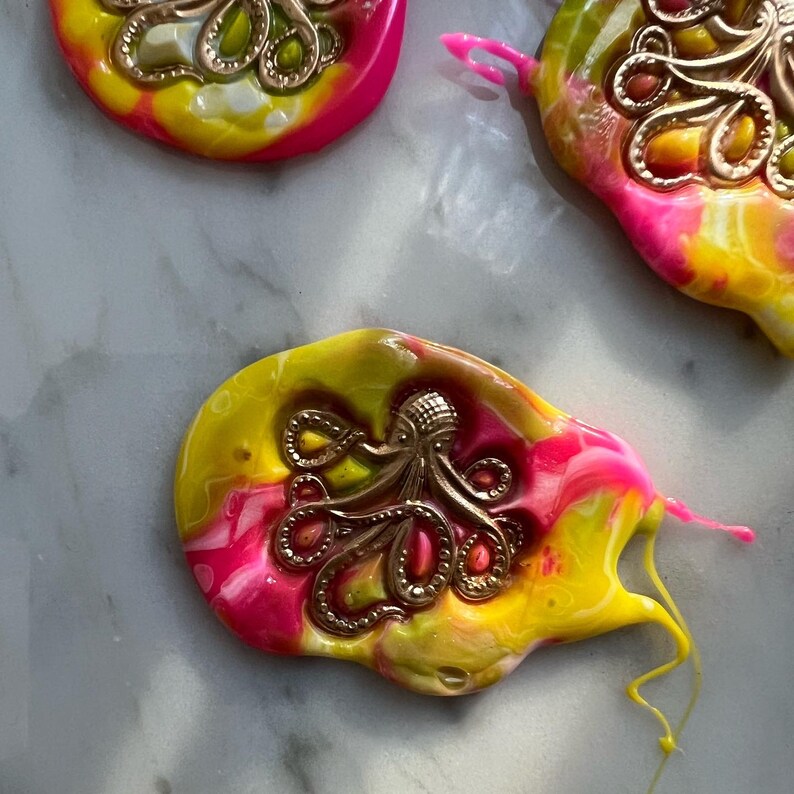 Neon Octopus, Set of 6 Stickers, Wax Seal, Self Adhesive, Wedding ...