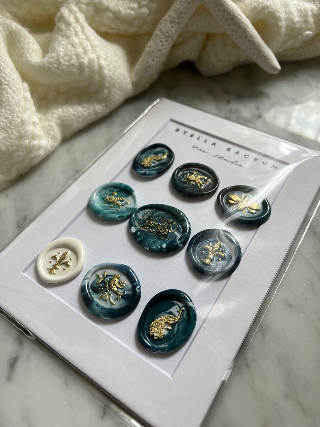 Hand Painted Wax Seal Stickers: Ocean Antique, Wedding Invitation Seals ...
