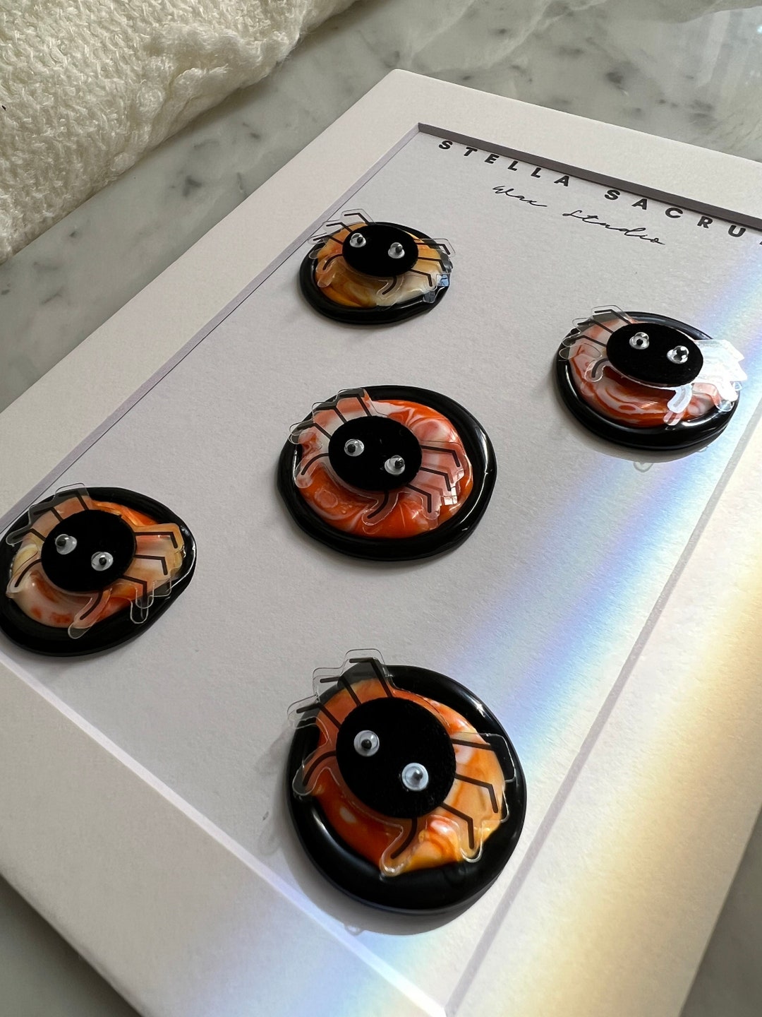 Halloween Spiders 3D, Set of 5 Stickers, Wax Seal, Self Adhesive ...
