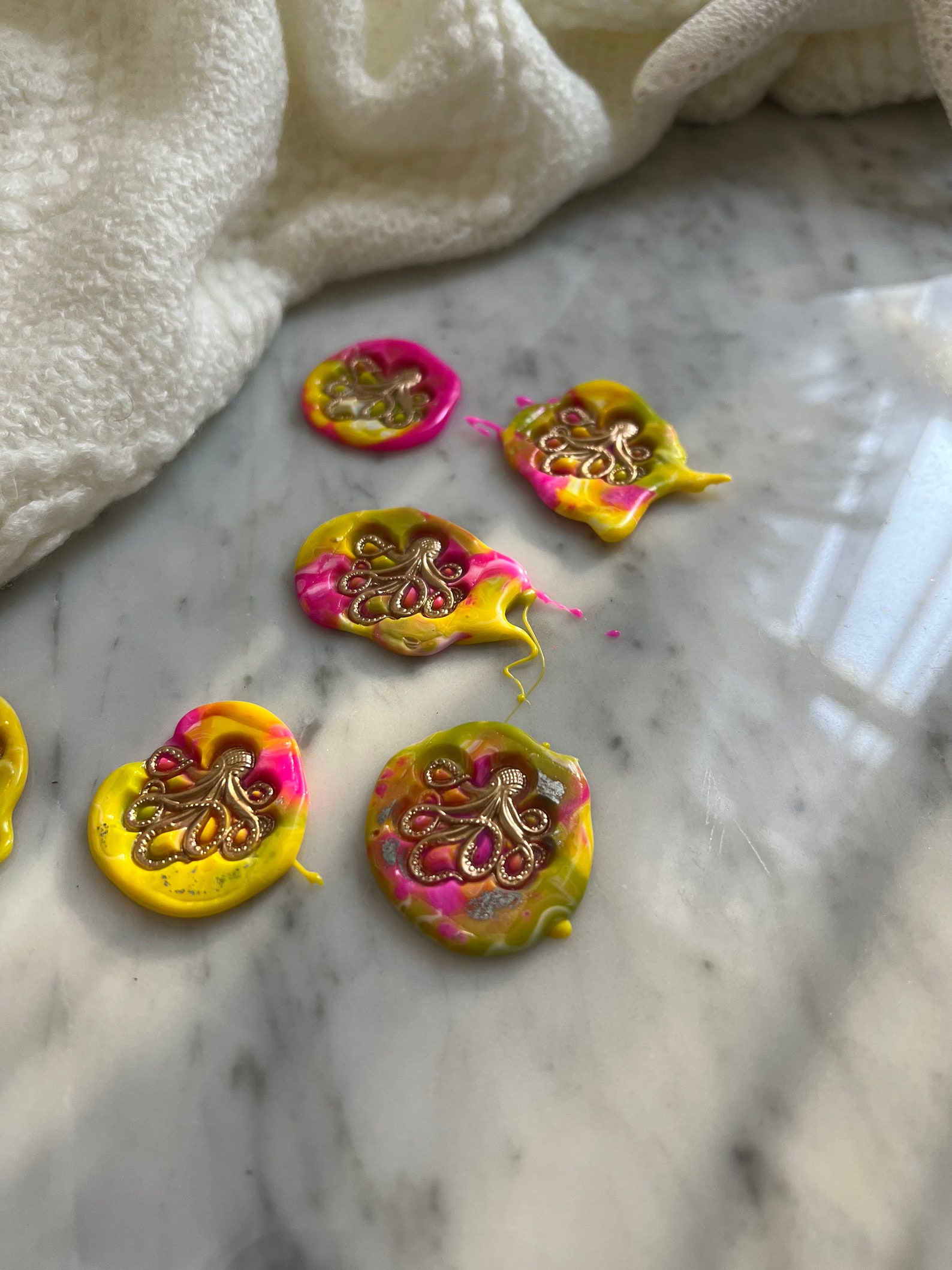 Neon Octopus, Set of 6 Stickers, Wax Seal, Self Adhesive, Wedding ...