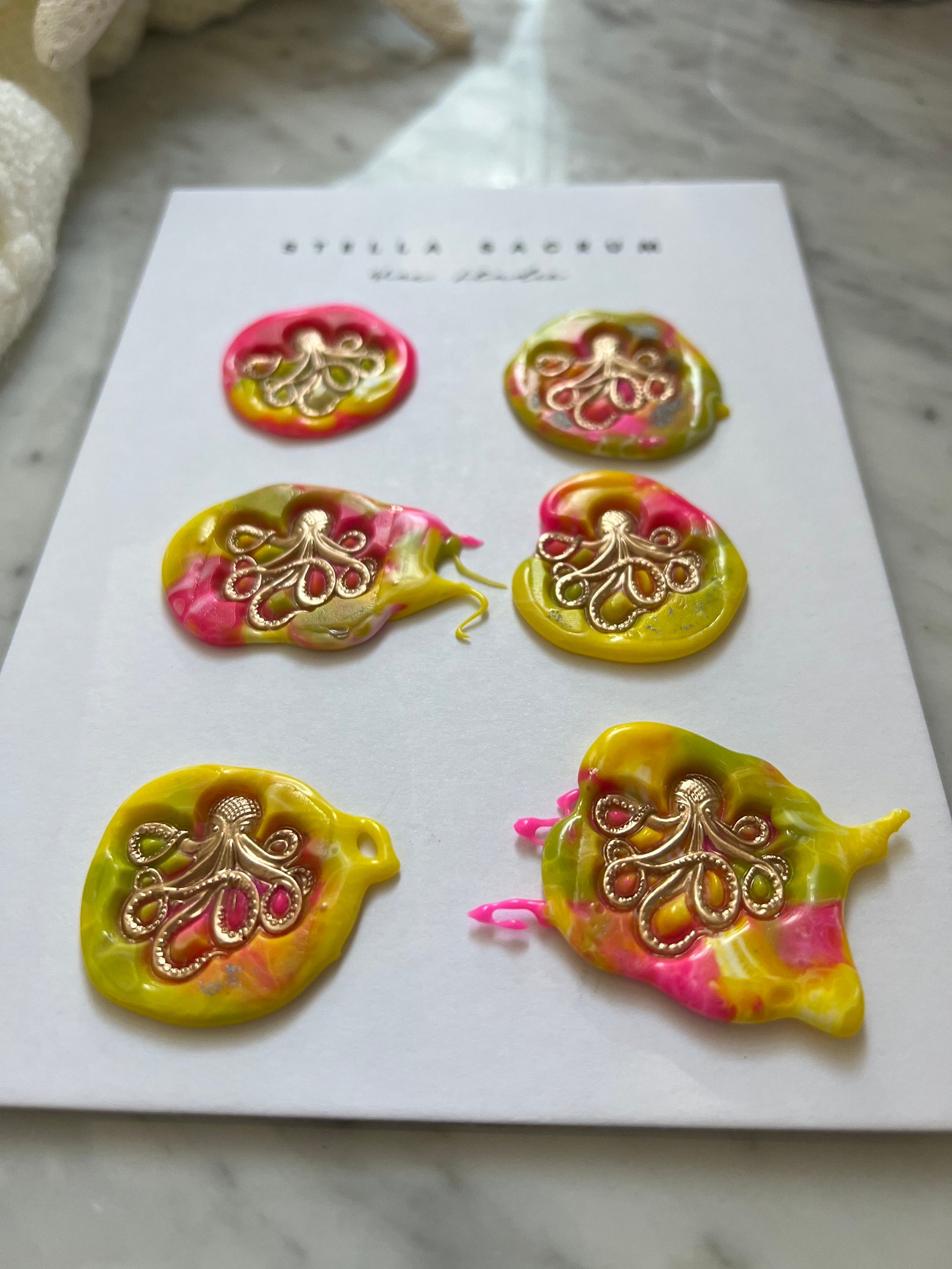 Neon Octopus, Set of 6 Stickers, Wax Seal, Self Adhesive, Wedding ...