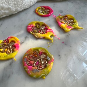 Neon Octopus, Set of 6 Stickers, Wax Seal, Self Adhesive, Wedding ...