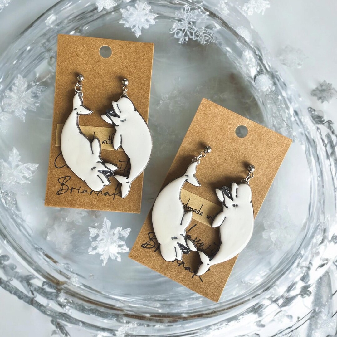 Beluga Whale Polymer Clay Earrings 1 Pair Ocean Nature Lovers Animals ...