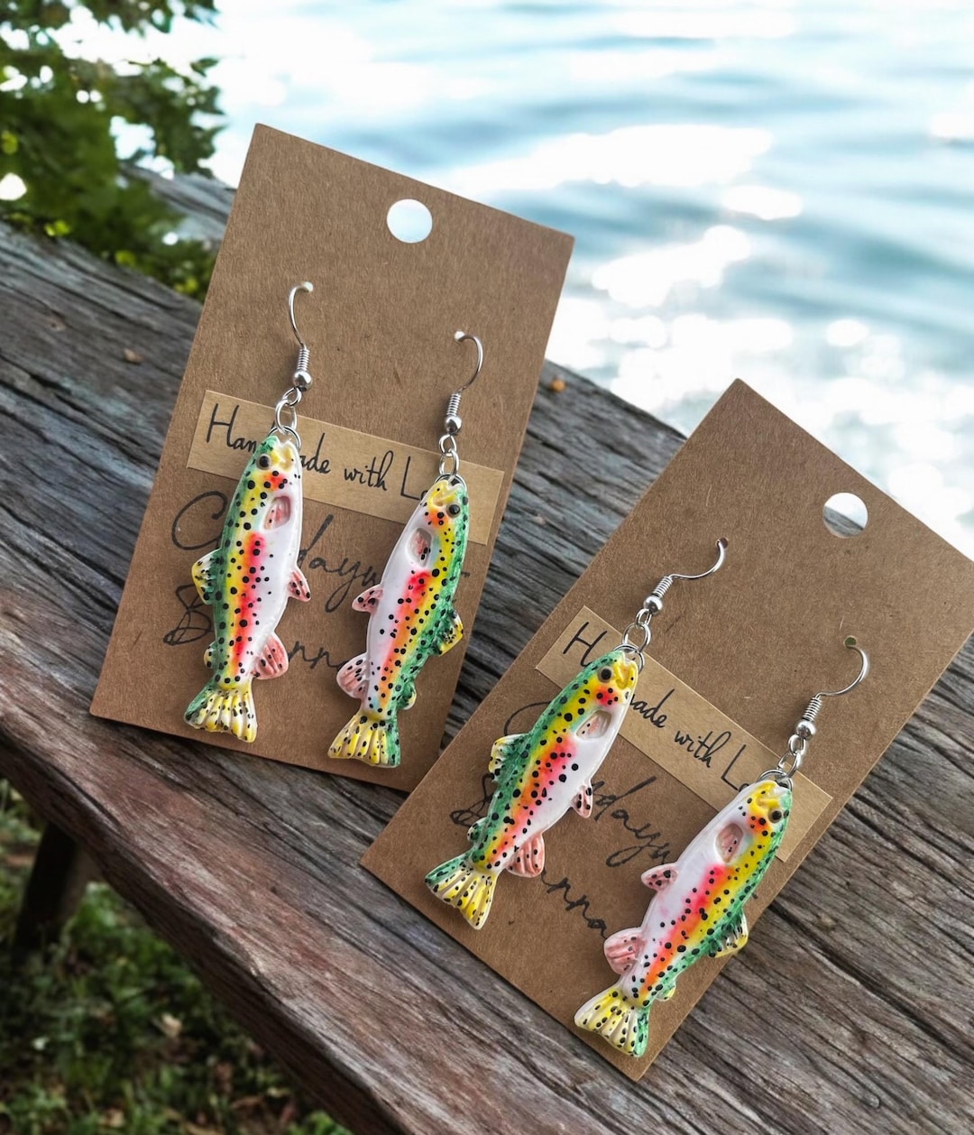 SUPER Rainbow Trout Dangle Polymer Clay Earrings! (1 Pair) | Fish ...