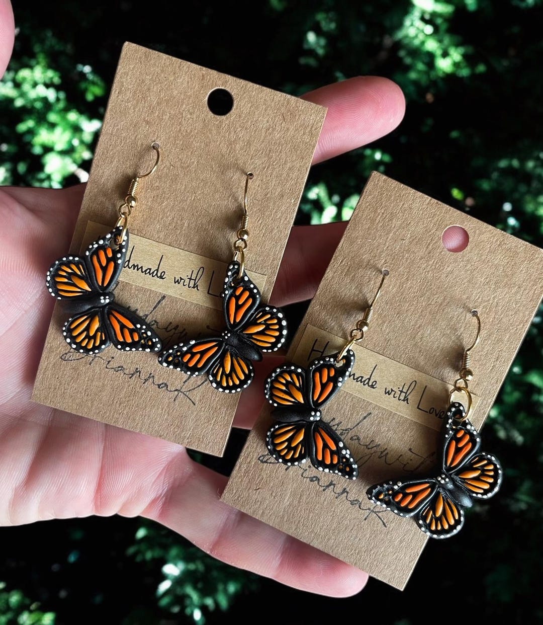 Monarch Butterfly Polymer Clay Earrings! ( Hook Dangle Finding) (1 Pair ...