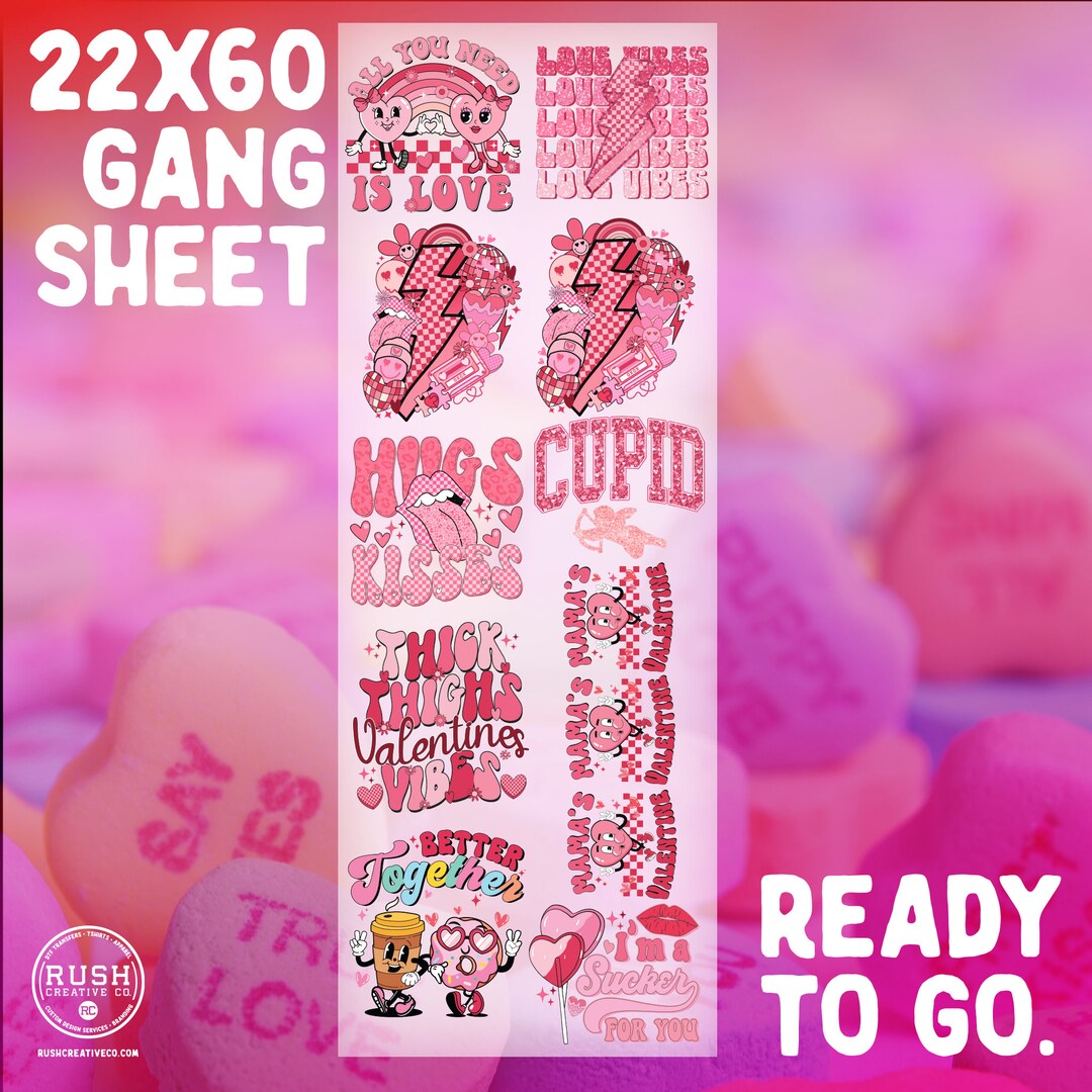 Valentines Day Mixed Bag DTF Gang Sheet 22x60 - Etsy