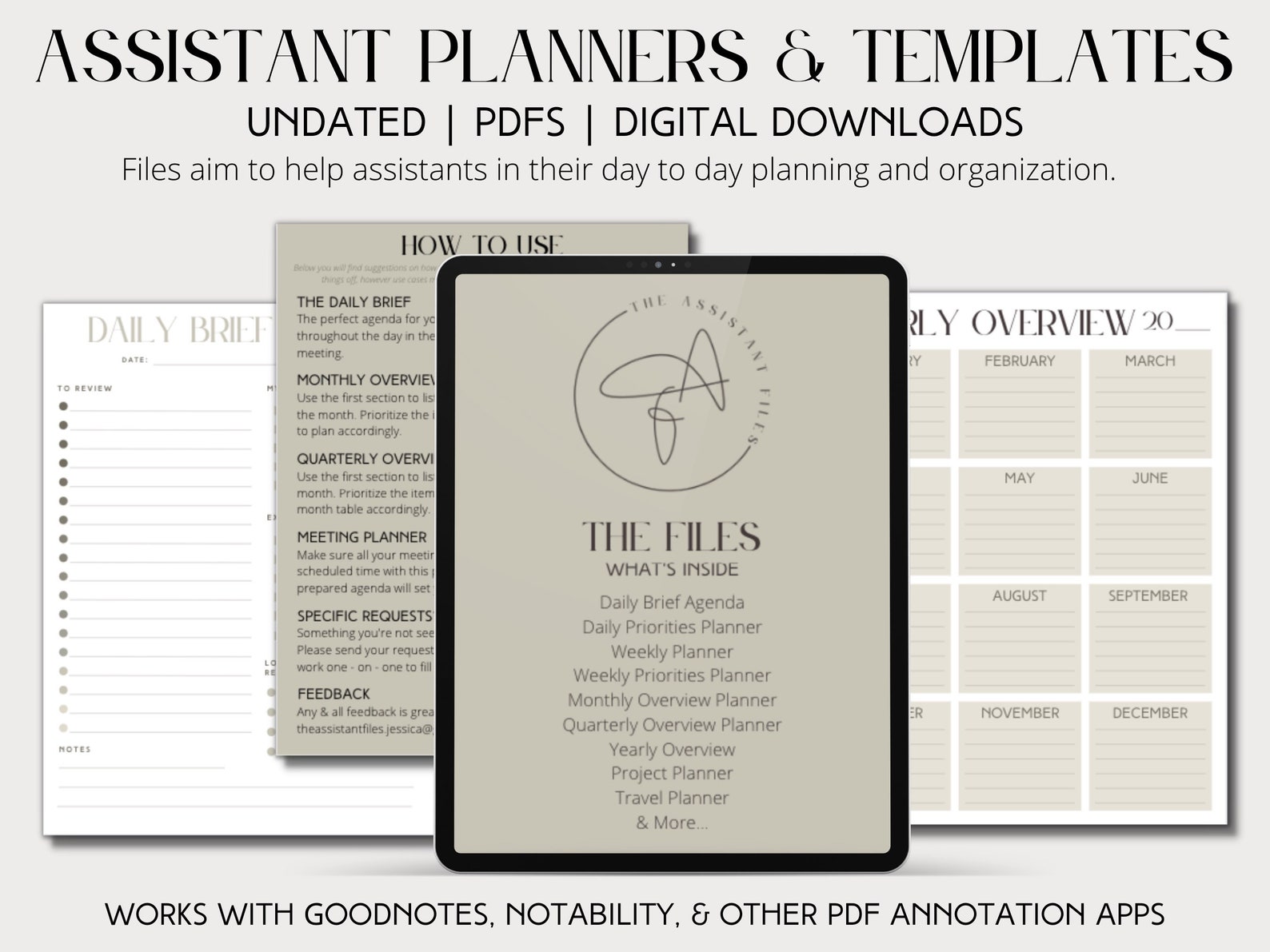 Assistant Planner, Virtual Assistant Templates, Executive Assistant ...