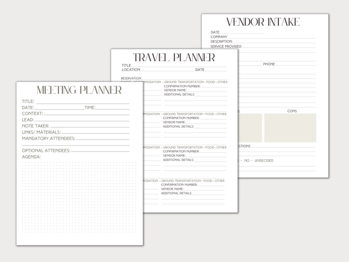 Assistant Planner, Virtual Assistant Templates, Executive Assistant ...