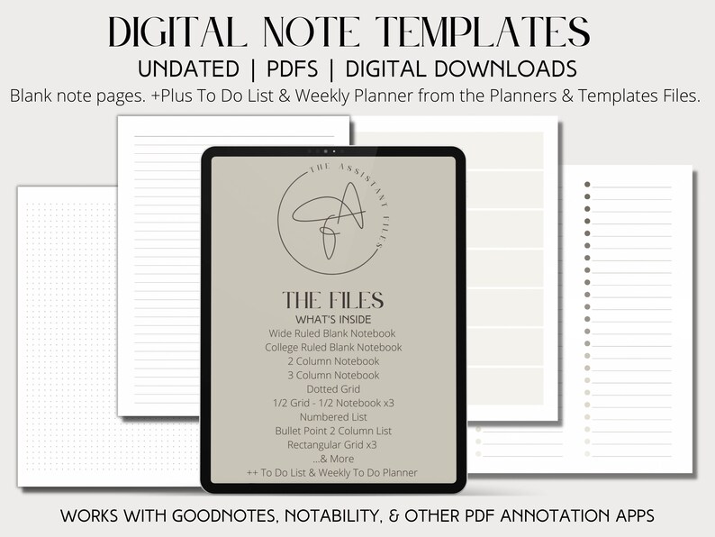 Notes Template, Digital Note Templates, Blank Note Templates, Goodnotes ...