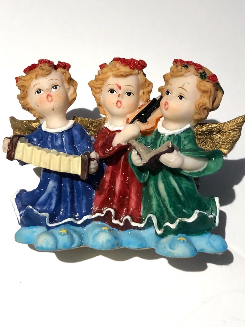 Christmas Musical Angel Trio Carolers Set of Two Figurines - Etsy