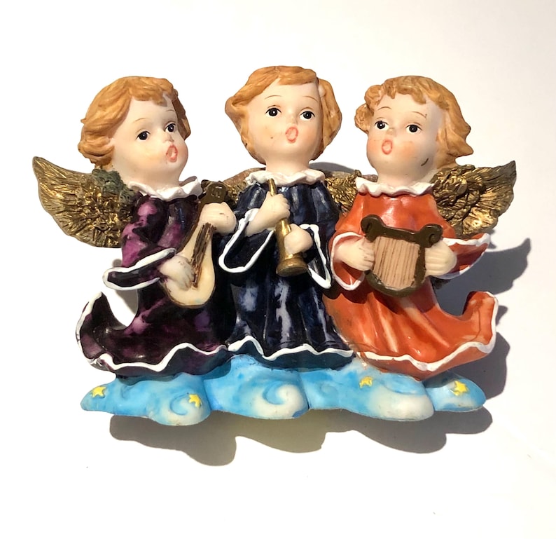 Christmas Musical Angel Trio Carolers Set of Two Figurines - Etsy