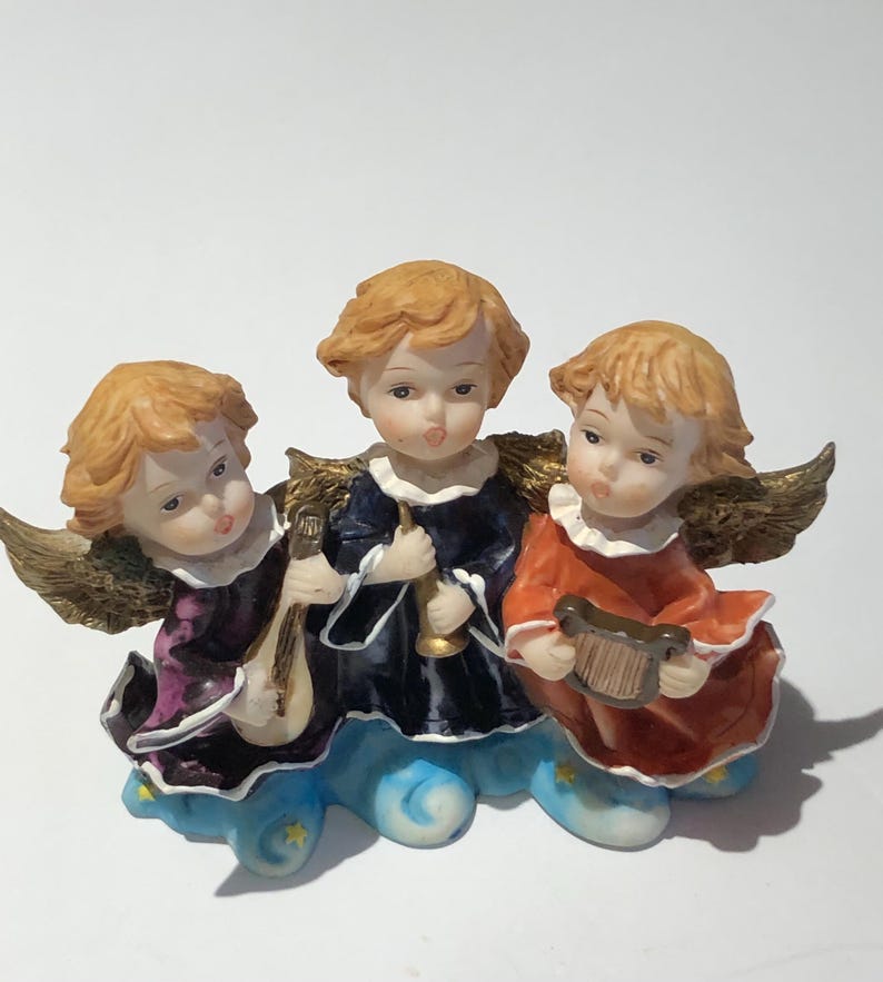 Christmas Musical Angel Trio Carolers Set of Two Figurines - Etsy