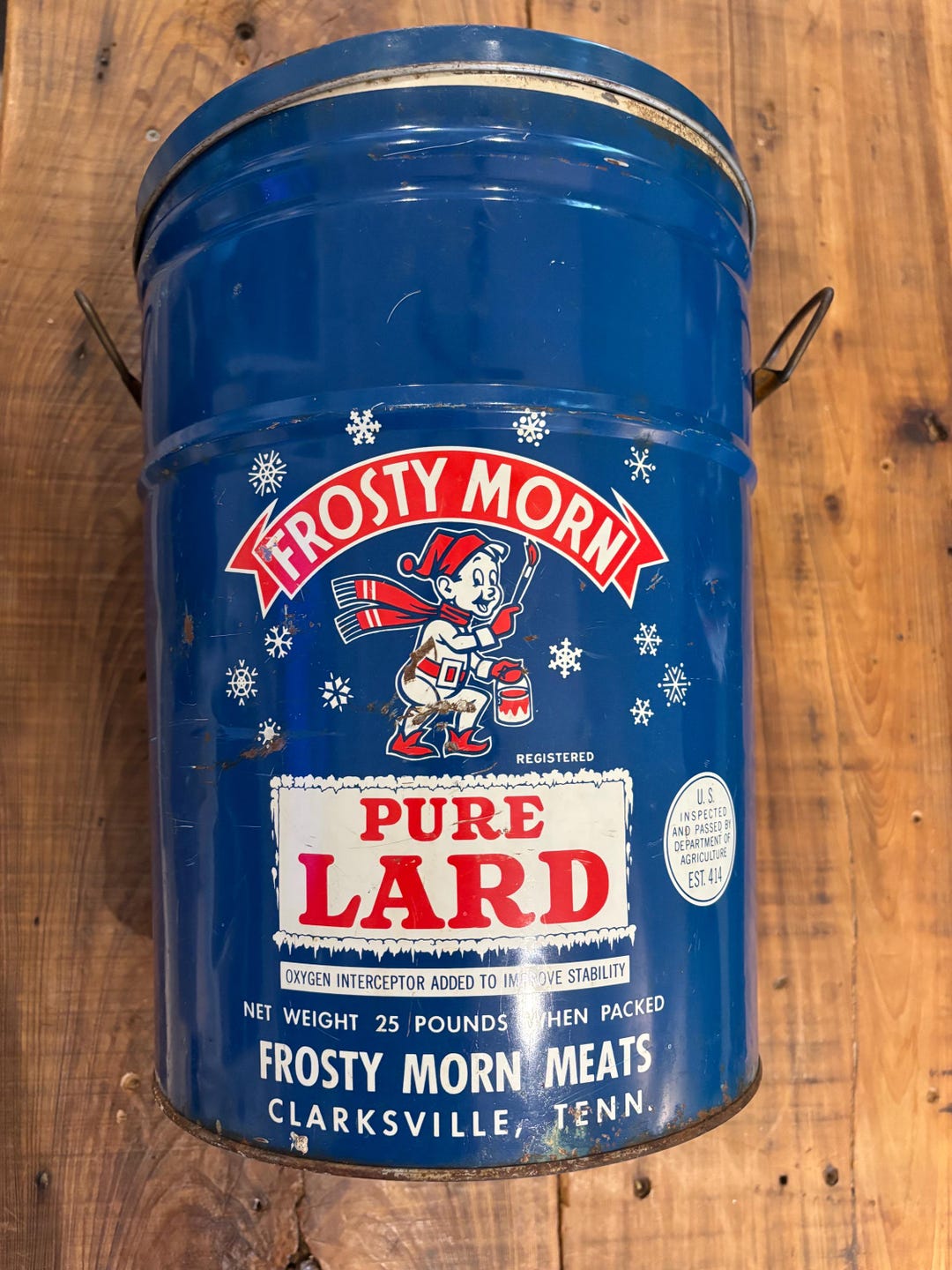 Vintage Frosty Morn Pure Lard 25LB Lard Can Tin Litho Hard T Find - Etsy