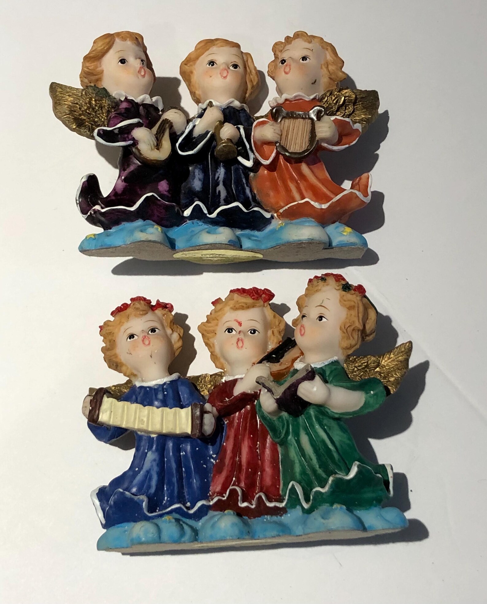 Christmas Musical Angel Trio Carolers Set of Two Figurines - Etsy