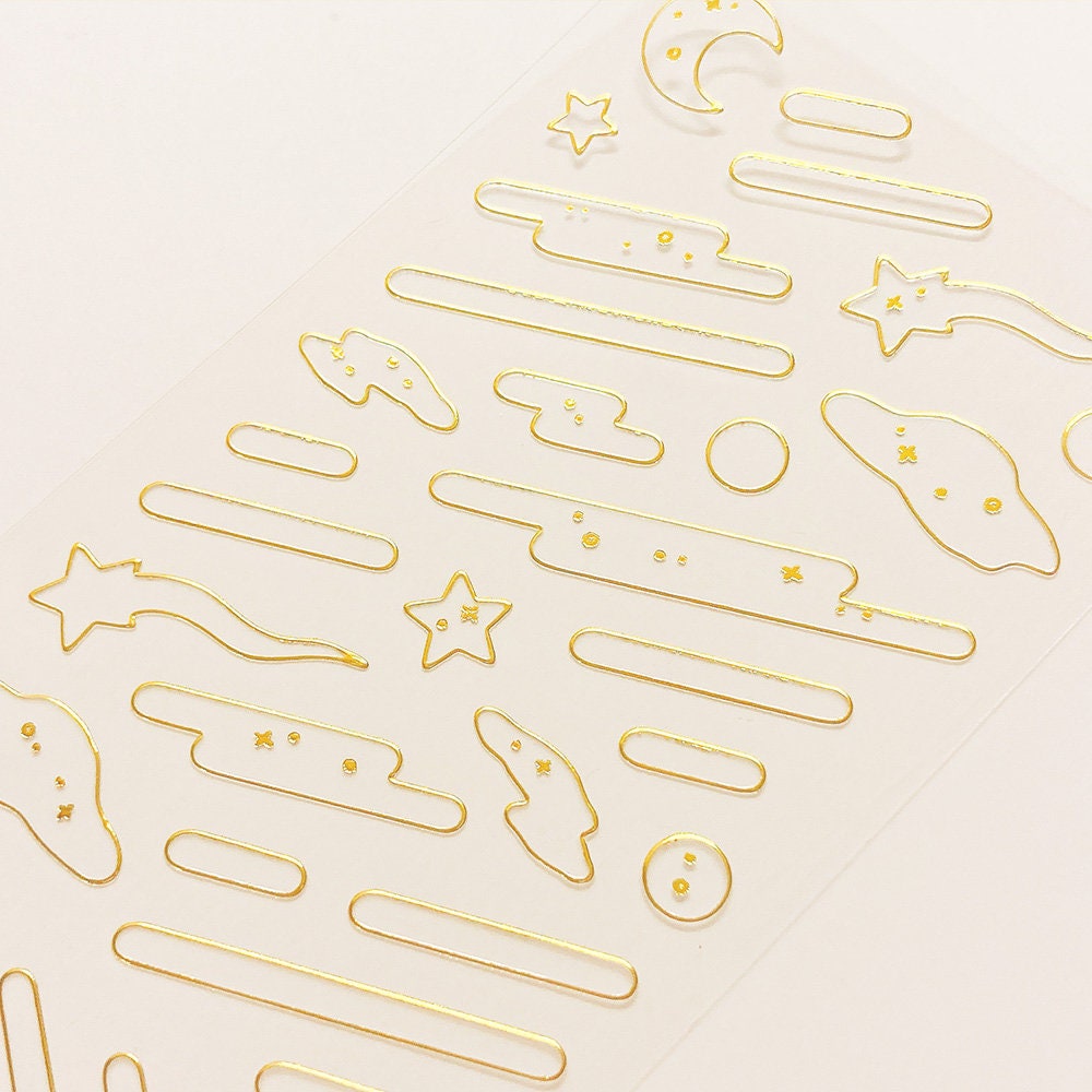 Transparent Falling Star Gold Deco Sticker | Korean Journaling Sticker ...