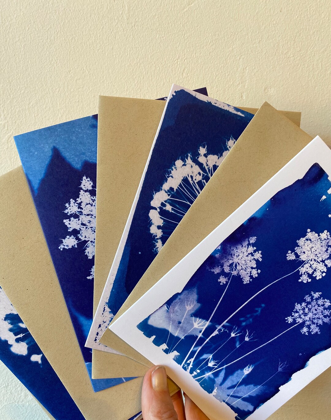 Collection of 4 Original Cyanotype Cards / Notelets - Etsy