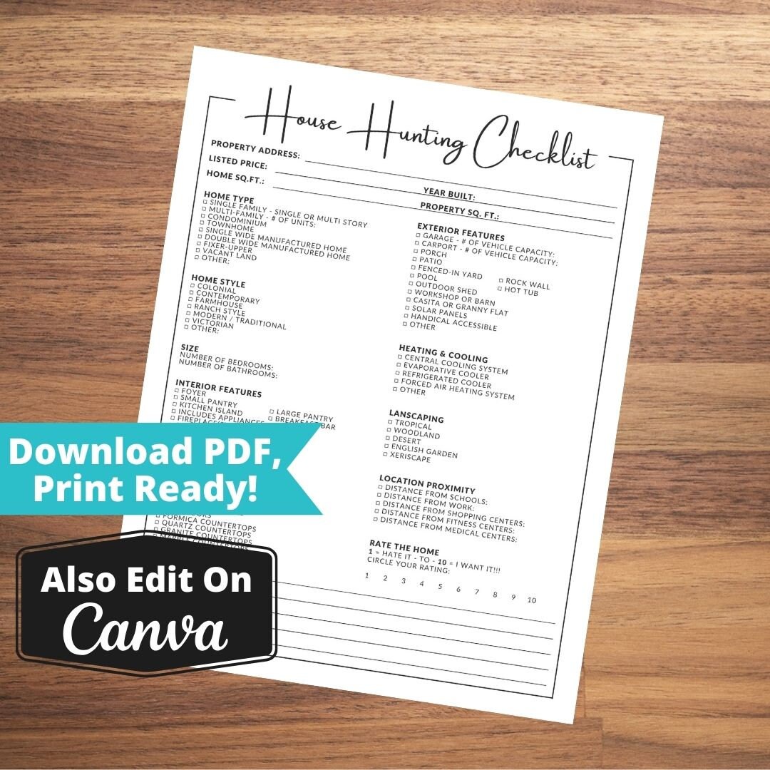 House Hunting Checklist, Home Buyers, House Hunting Checklist, Home ...