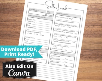 Real Estate Buyer Lead Sheet, Cheat Sheet for Agents, Buyer ...