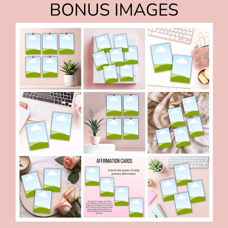 Canva Affirmation Card Mockups: 2.5"x3.5" Etsy Listing Templates ...