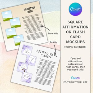 Canva Digital Square Affirmation Card Mockups (round Corners) for Etsy ...