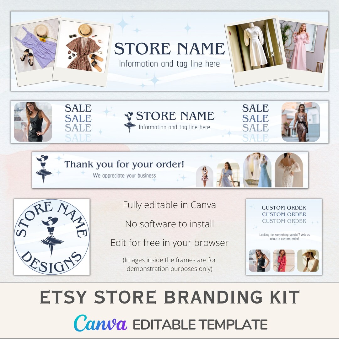 Etsy Store Branding Kit: Canva Editable Templates, Banners, Logo ...