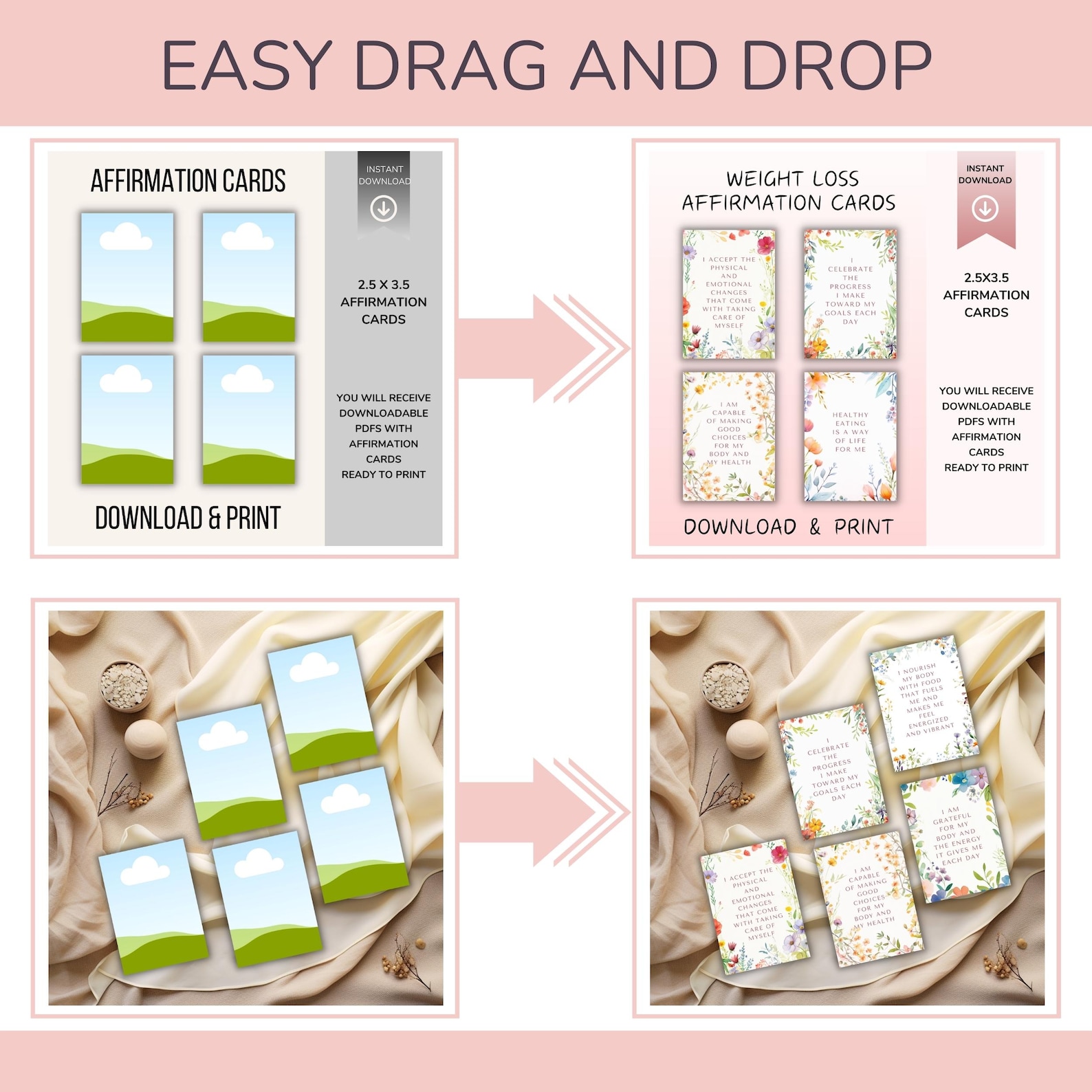 Canva Affirmation Card Mockups: 2.5"x3.5" Etsy Listing Templates ...