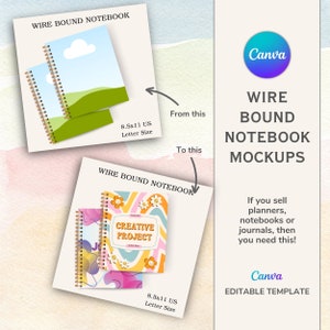 Canva Editable Wire Bound Notebook Mockups: Etsy Listing Templates (8 ...